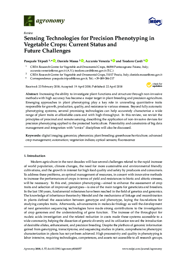 (PDF) Sensing Technologies for Precision Phenotyping in Vegetable Crops ...