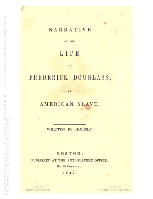 (PDF) Narrative of the Life of Frederick Douglass an American Slave ...