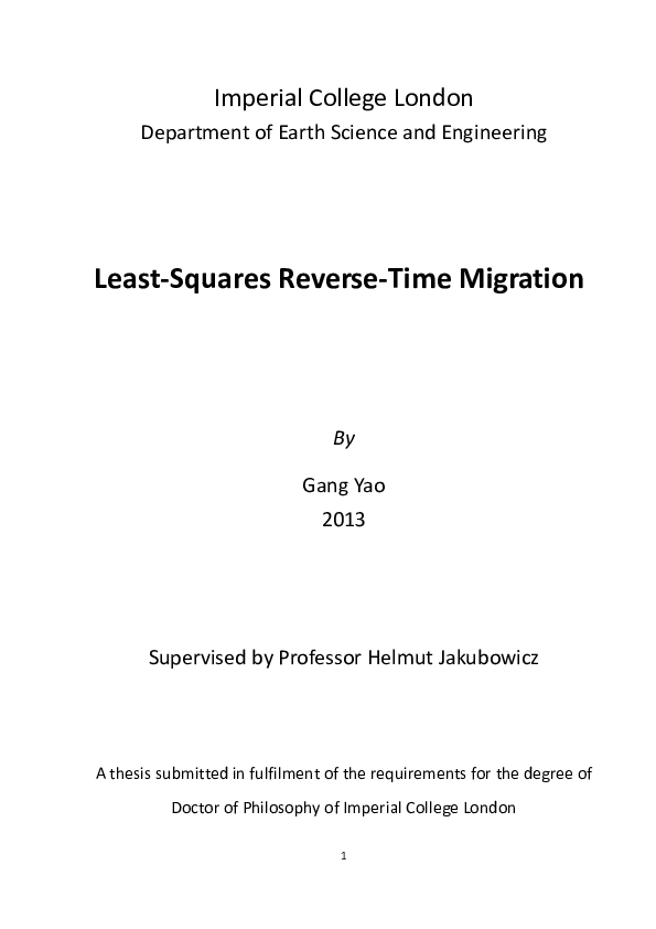 (PDF) Least-squares Reverse-time Migration | Helmut Jakubowicz - Academia.edu