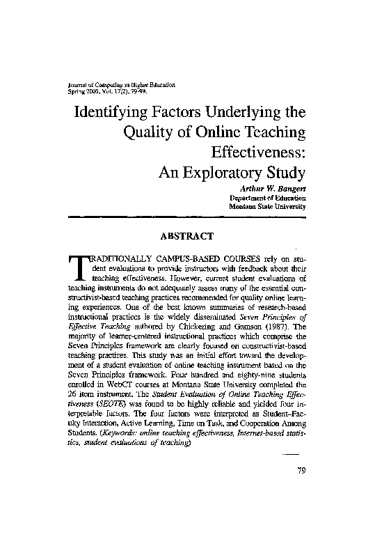 (PDF) Identifying factors underlying the quality of online teaching ...