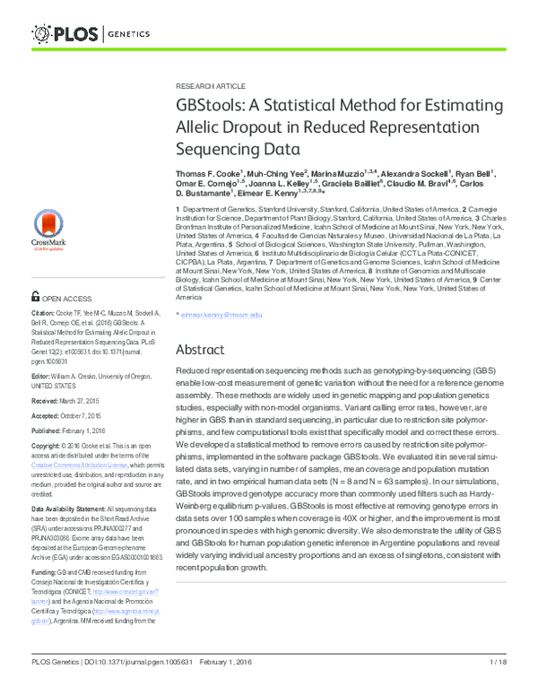 (PDF) GBStools: A Statistical Method for Estimating Allelic Dropout in ...