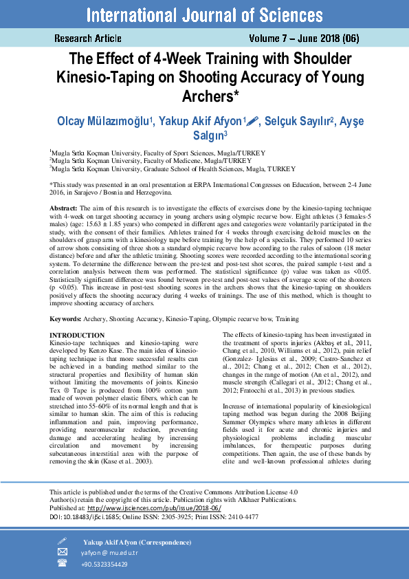 (PDF) The Effect of 4-Week Training with Shoulder Kinesio-Taping on ...