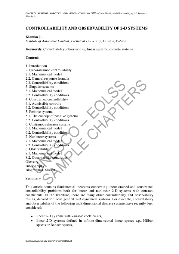(PDF) Controllability and observability of 2-D systems