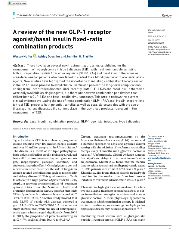 (PDF) GLP-1 Receptor Agonist/Insulin Combinations for T2D