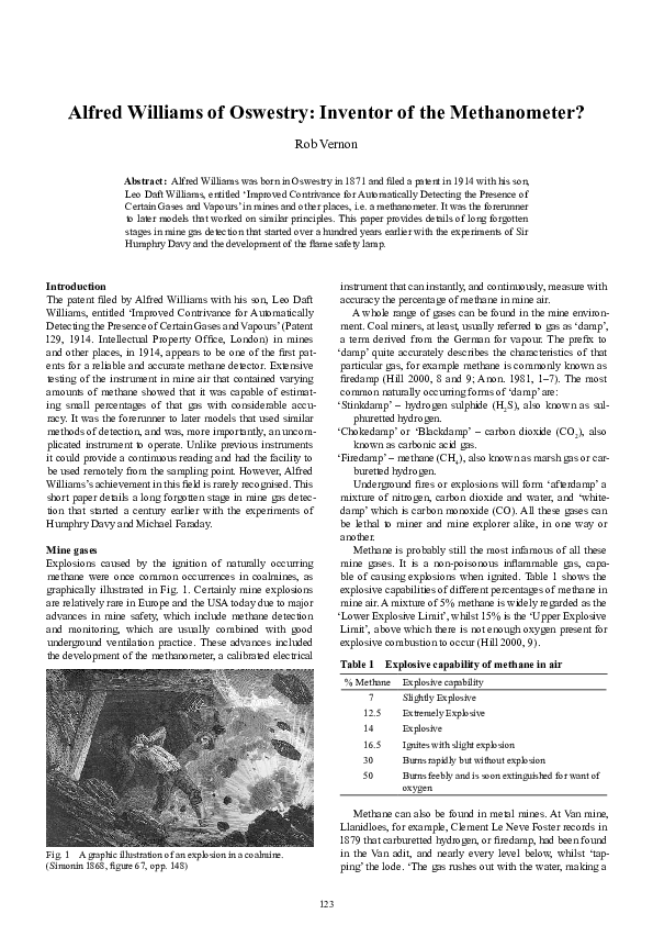 (PDF) Alfred Williams of Oswestry: Inventor of the Methanometer