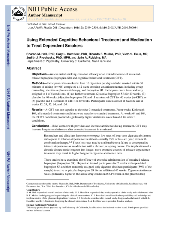 (PDF) Using Extended Cognitive Behavioral Treatment and Medication to ...