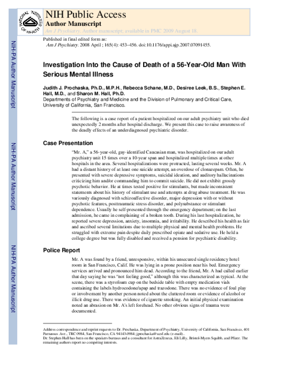 (PDF) Investigation Into the Cause of Death of a 56-Year-Old Man With ...