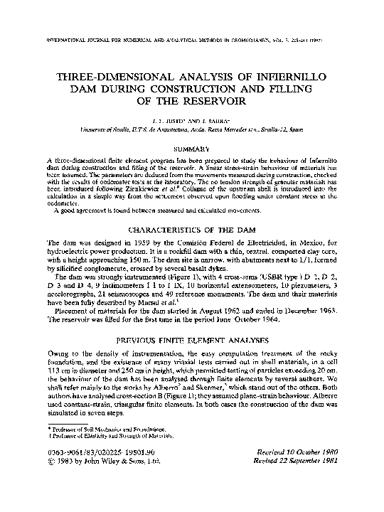 (PDF) Three-dimensional analysis of Infiernillo dam during construction ...