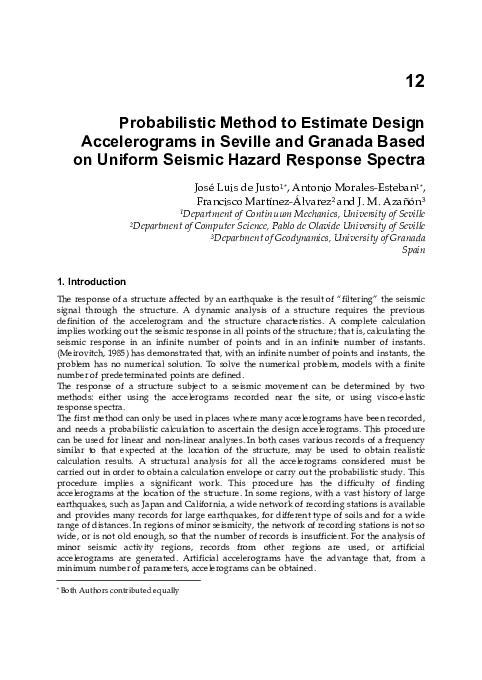 (PDF) Probabilistic Method to Estimate Design Accelerograms in Seville and Granada Based on ...