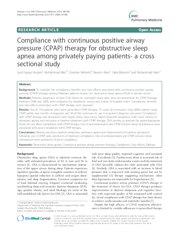 (PDF) Compliance with continuous positive airway pressure (CPAP ...