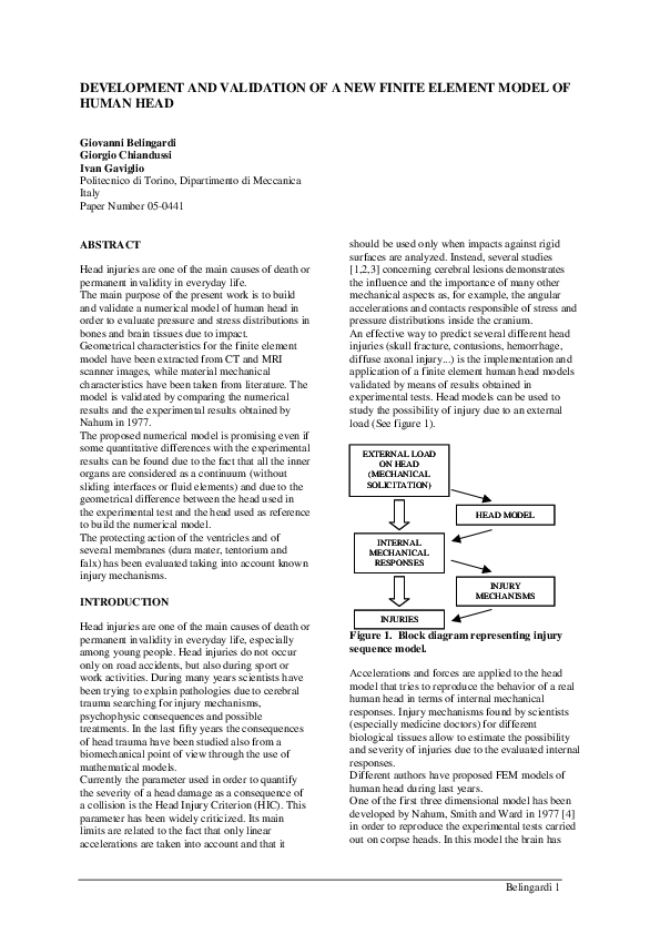 (PDF) Development and validation of a new finite element human head model