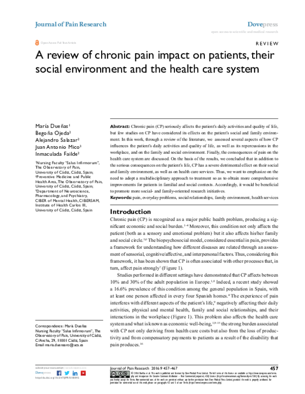 (PDF) A review of chronic pain impact on patients, their social ...