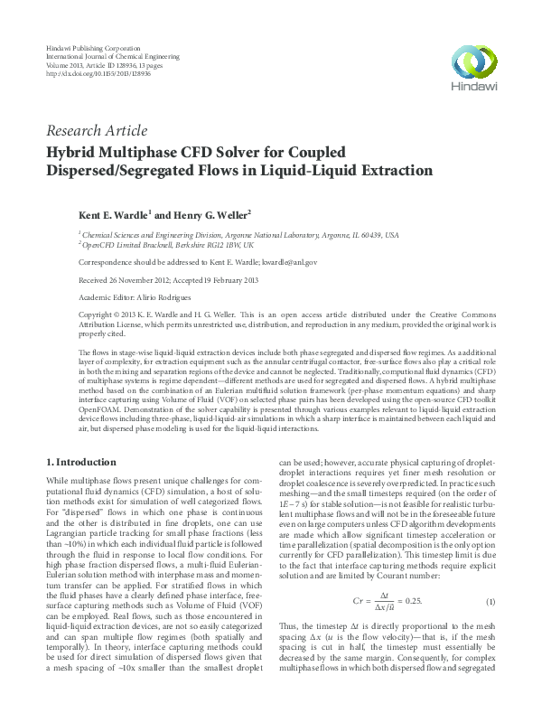 (PDF) Hybrid Multiphase CFD Solver for Coupled Dispersed/Segregated Flows in Liquid-Liquid ...