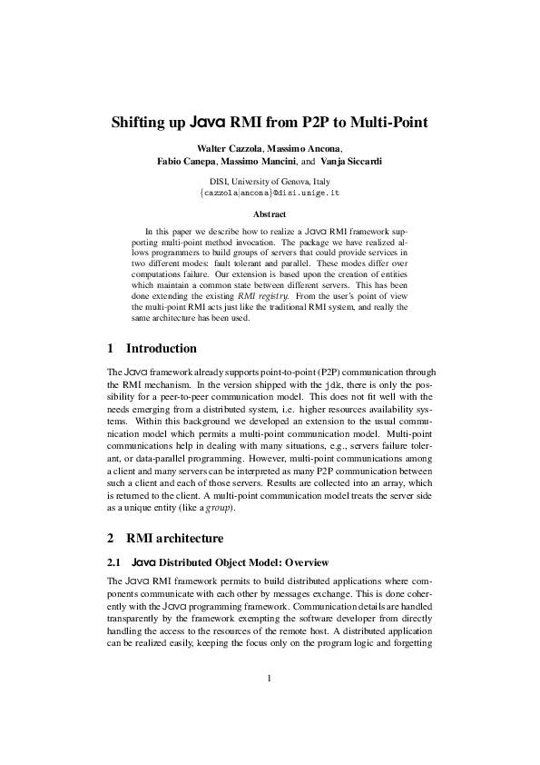 (PDF) Shifting Up Java RMI from P2P to Multi-Point