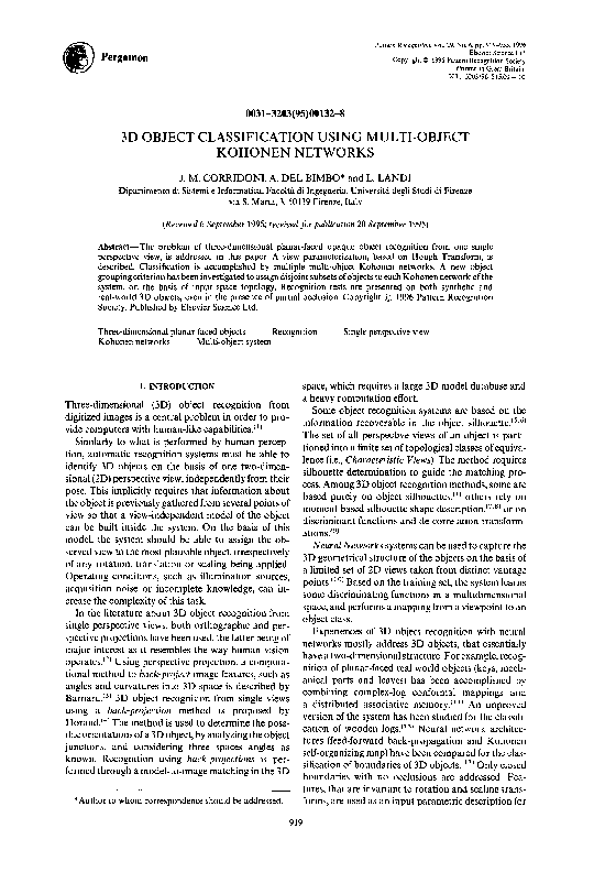 (PDF) 3D object classification using multi-object kohonen networks