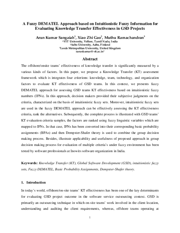 (PDF) A fuzzy DEMATEL approach based on intuitionistic fuzzy information for evaluating ...