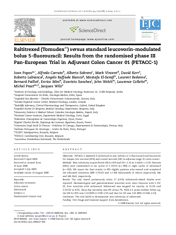 (PDF) Raltitrexed as a substitute for capecitabine in metastatic ...