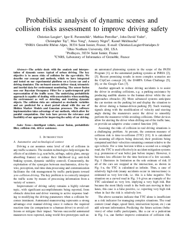 (PDF) Probabilistic Analysis of Dynamic Scenes and Collision Risks Assessment to Improve Driving ...