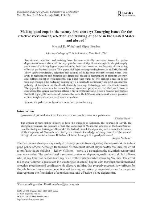(PDF) Making good cops in the twenty-first century: Emerging issues for ...