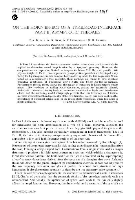 (PDF) O the Horn Effect of a Tyre/road Interface, Part II: Asymptotic ...