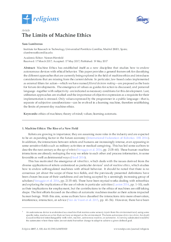 (PDF) The Limits of Machine Ethics