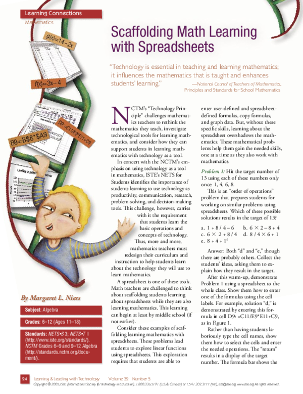 (PDF) Scaffolding Math Learning with Spreadsheets. Learning Connections ...