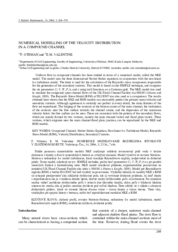 (PDF) Numerical modelling of the velocity distribution in a compound ...