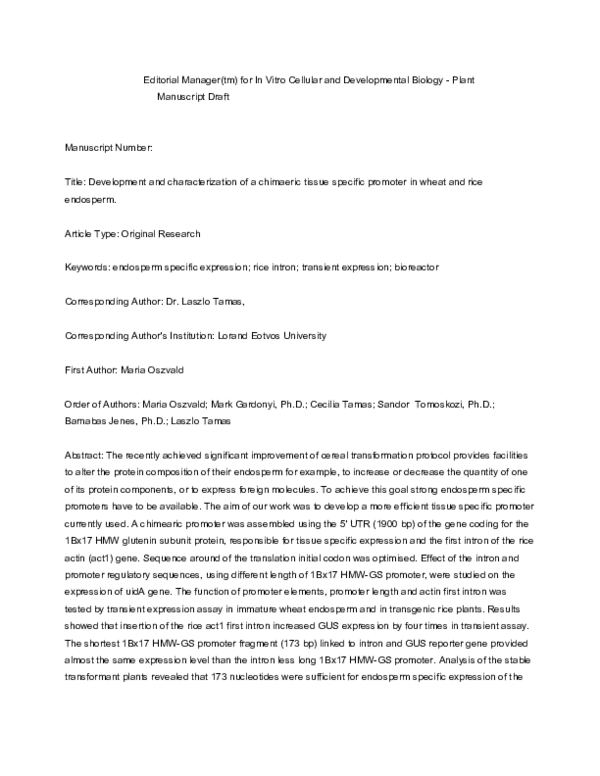 (PDF) Development and characterization of a chimaeric tissue-specific ...