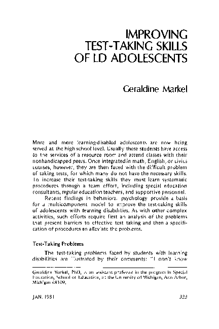 (PDF) Improving Test-Taking Skills of LD Adolescents