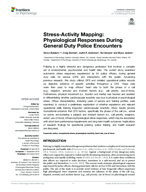 (PDF) Stress-Activity Mapping: Physiological Responses During General ...