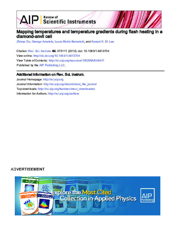(PDF) Mapping temperatures and temperature gradients during flash heating in a diamond-anvil cell