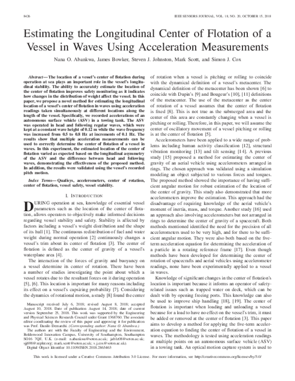 (PDF) Estimating the Longitudinal Center of Flotation of a Vessel in ...