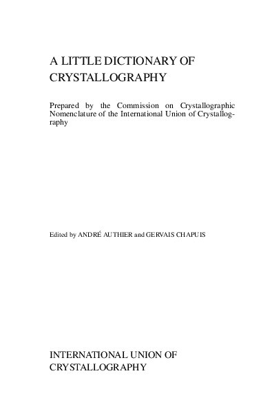 (PDF) A little dictionary of crystallography