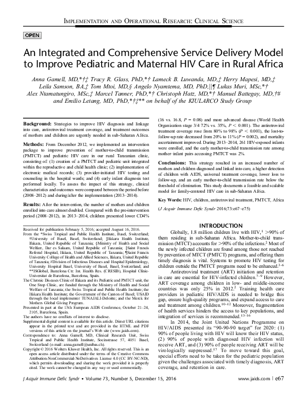 (PDF) Enhancing Pediatric and Maternal HIV Care in Africa