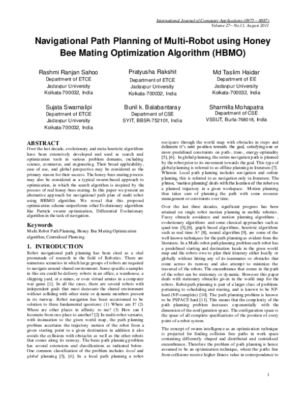 (PDF) Navigational Path Planning of MultiRobot using Honey Bee Mating Optimization Algorithm ...