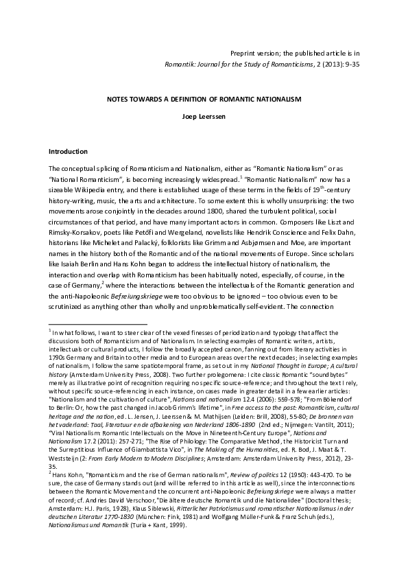 (PDF) Notes toward a Definition of Romantic Nationalism