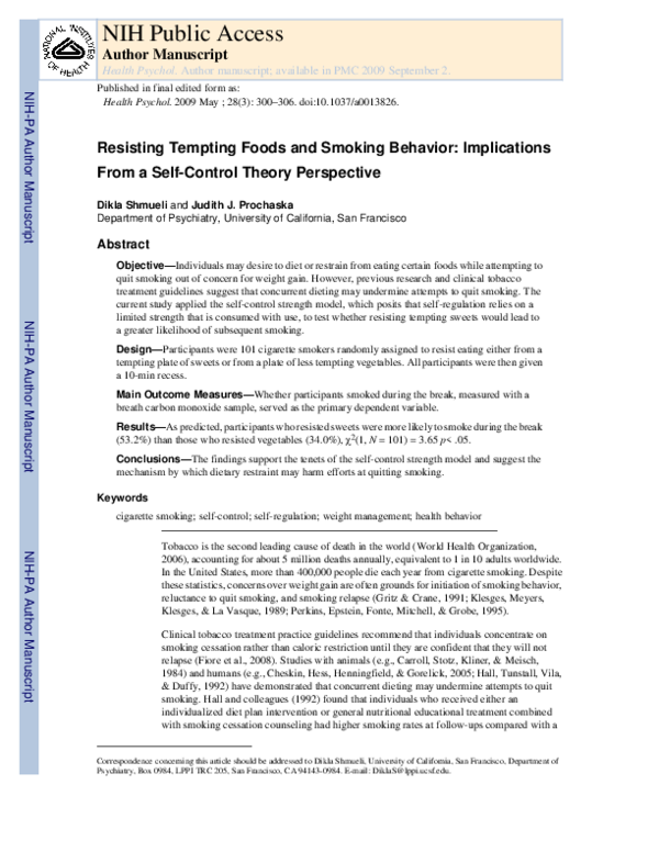 (PDF) Resisting tempting foods and smoking behavior: Implications from ...