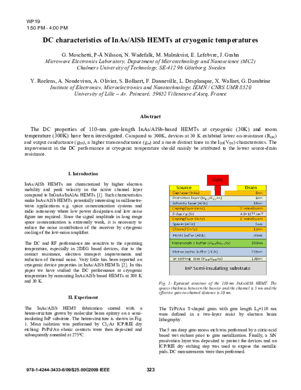 (PDF) DC characteristics of InAs/AlSb HEMTs at cryogenic temperatures
