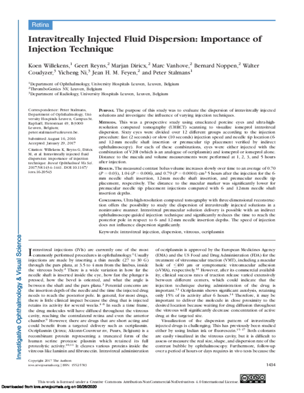 (PDF) Intravitreally Injected Fluid Dispersion: Importance of Injection ...