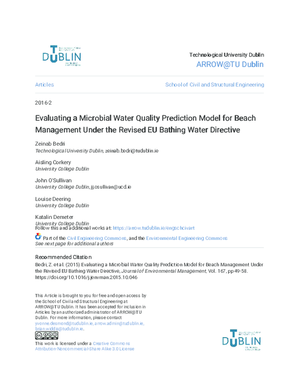 (PDF) Evaluating a microbial water quality prediction model for beach ...