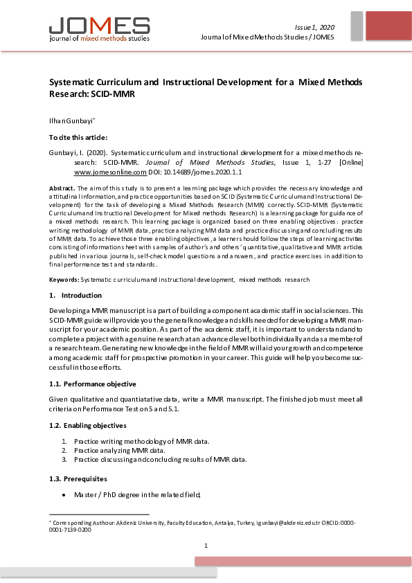 (PDF) Systematic Curriculum and Instructional Development for a Mixed ...