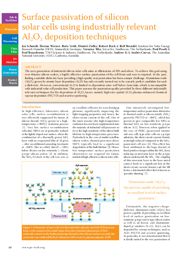(PDF) Surface passivation of silicon solar cells using plasma-enhanced chemical-vapour-deposited ...