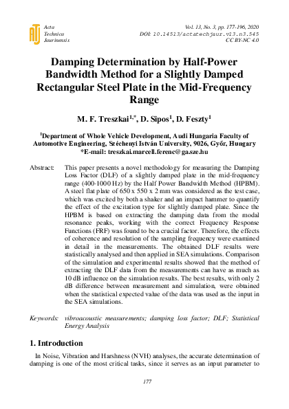 (PDF) Damping Determination by Half-Power Bandwidth Method for a ...