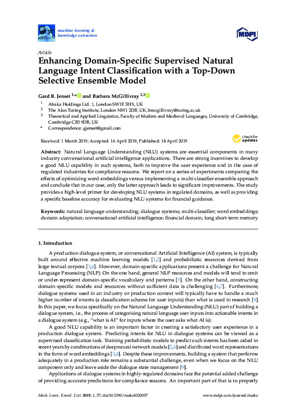 (PDF) Enhancing Domain-Specific Supervised Natural Language Intent Classification with a Top ...