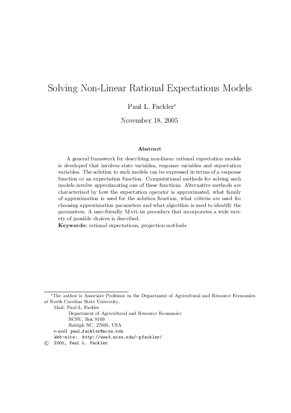 (PDF) Solving Non-Linear Rational Expectations Models