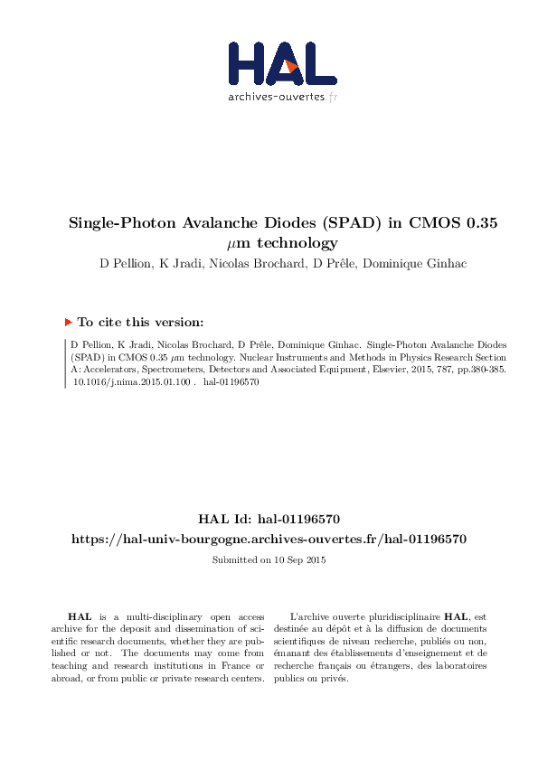 (PDF) Single-Photon Avalanche Diodes (SPAD) in CMOS 0.35µm technology