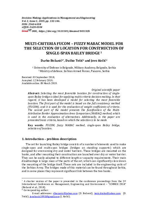(PDF) Multi-criteria FUCOM – Fuzzy MABAC model for the selection of ...