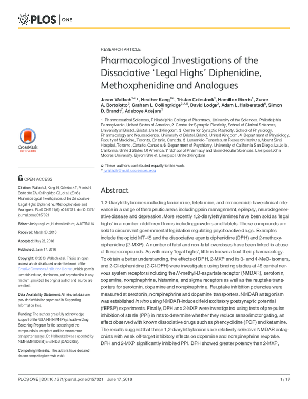 (PDF) Pharmacological Investigations of the Dissociative 'Legal Highs ...