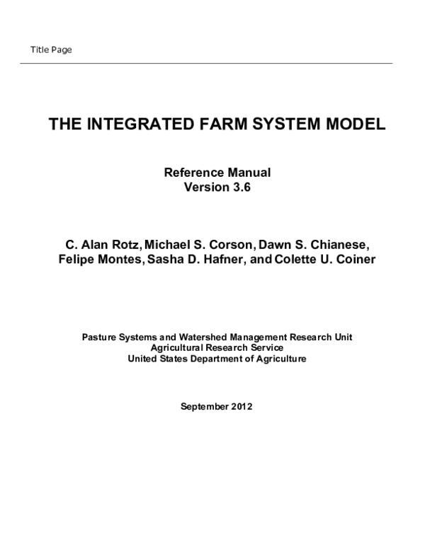 (PDF) The Integrated Farm System Model