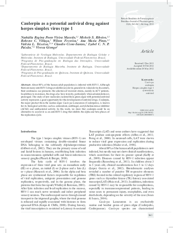 (PDF) Caulerpin as a potential antiviral drug against herpes simplex ...